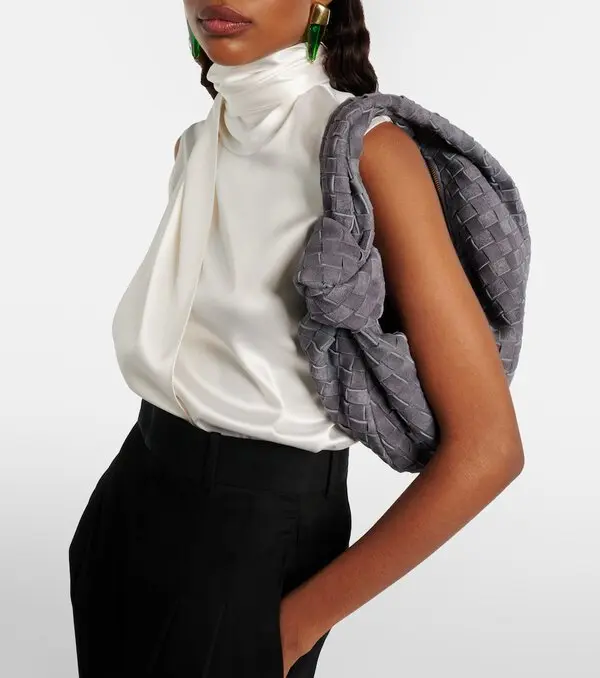 Bottega Veneta Jodie Intrecciato Medium Suede Tote - Grey