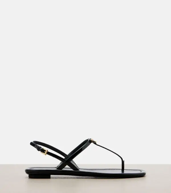 Prada Patent Leather Thong Sandals - Black