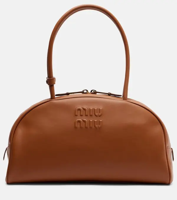 Miu Miu Beau Large Leather Shoulder Bag - Brown
