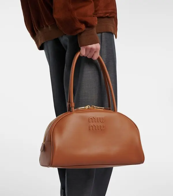 Miu Miu Beau Large Leather Shoulder Bag - Brown