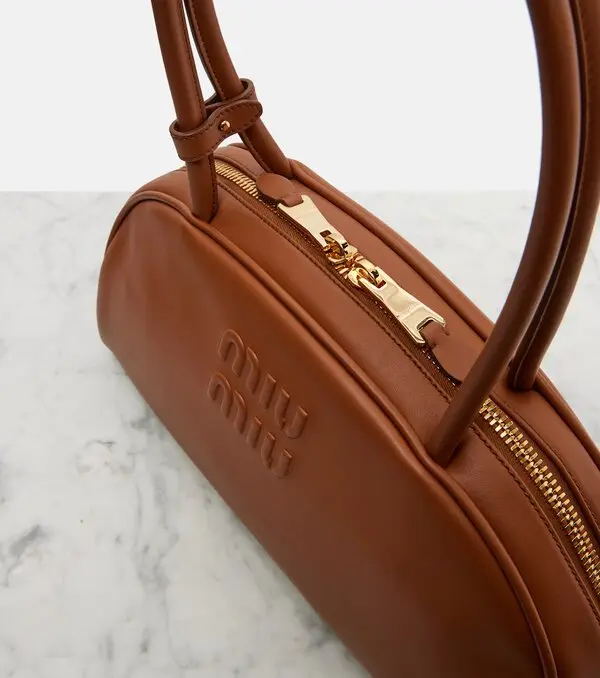 Miu Miu Beau Large Leather Shoulder Bag - Brown