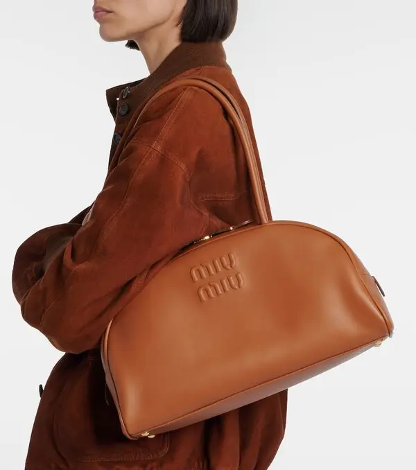 Miu Miu Beau Large Leather Shoulder Bag - Brown