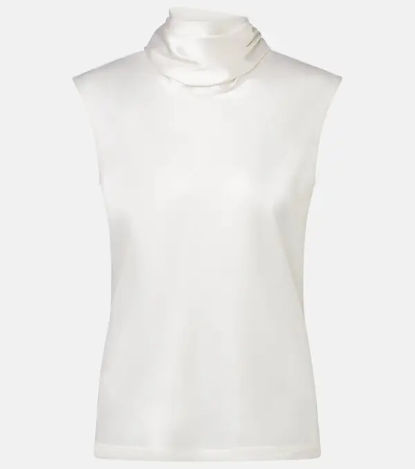 Bottega Veneta Silk-blend Satin Draped Top - White
