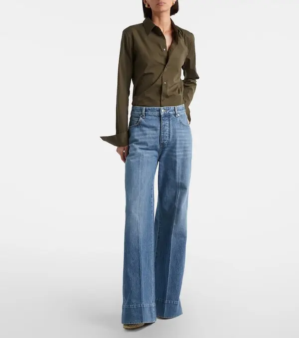 Bottega Veneta High-rise Wide-leg Jeans - Blue
