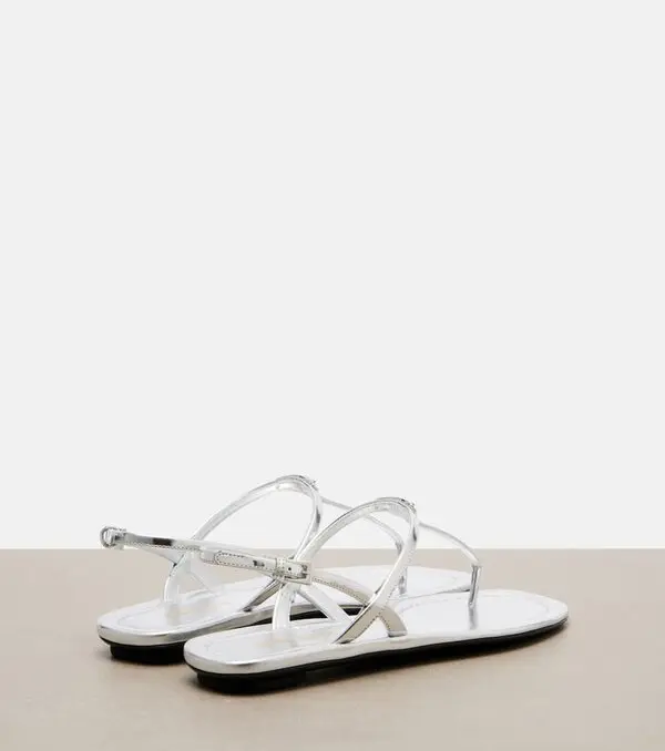 Prada Metallic Leather Sandals - Silver