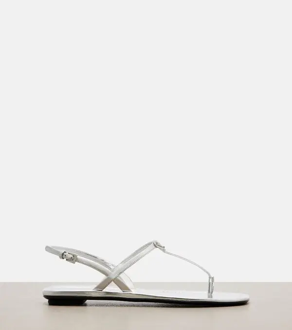 Prada Metallic Leather Sandals - Silver