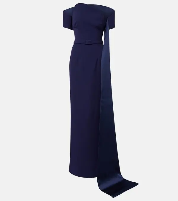 Safiyaa Giorgia Off-shoulder Crêpe Gown - Blue