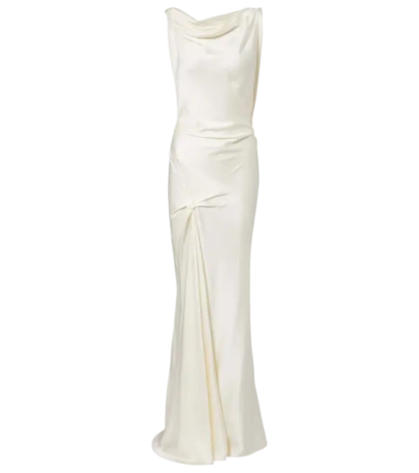 Victoria Beckham Posy Draped Gown - White