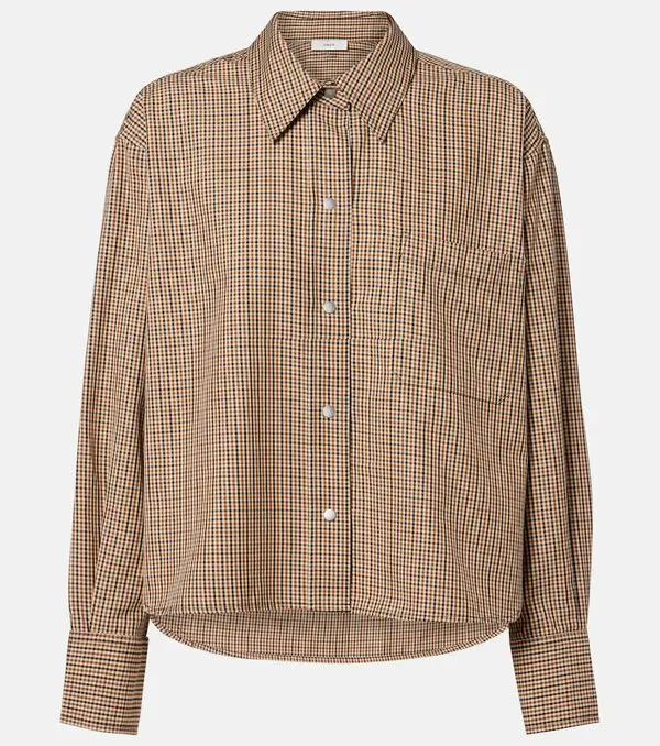Vince Checked Cotton-blend Shirt - Brown
