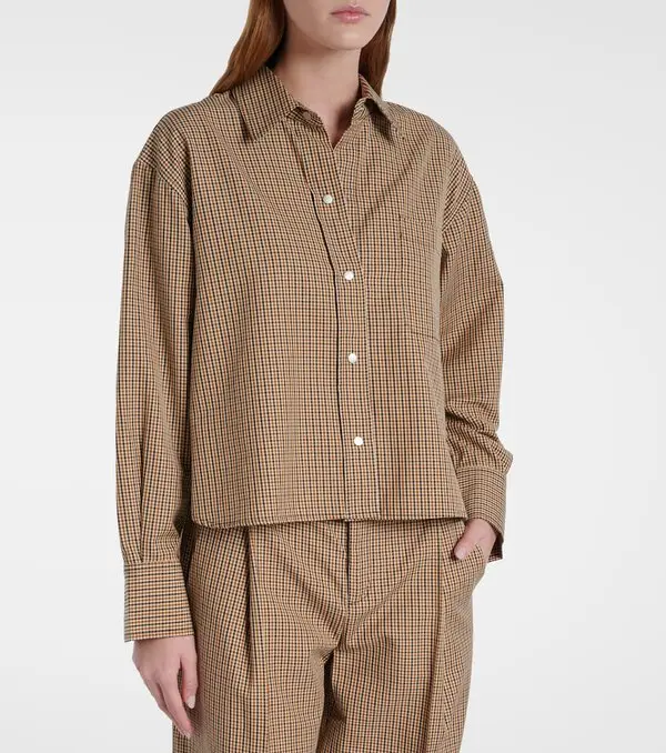 Vince Checked Cotton-blend Shirt - Brown