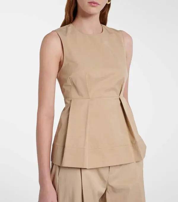Vince Pleated Peplum Top - Beige