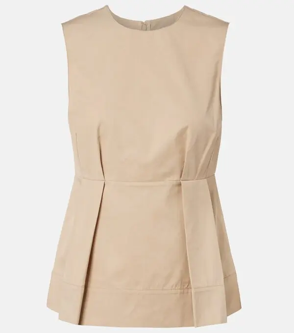 Vince Pleated Peplum Top - Beige