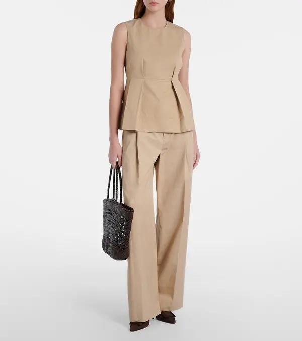 Vince Pleated Peplum Top - Beige