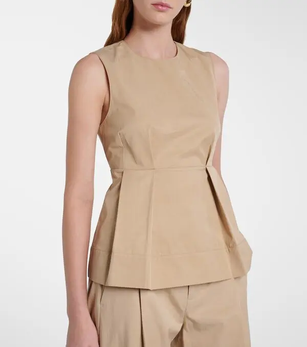 Vince Pleated Peplum Top - Beige