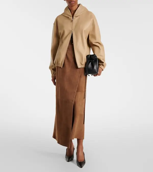 Nour Hammour Leo Leather Zip-up Hoodie