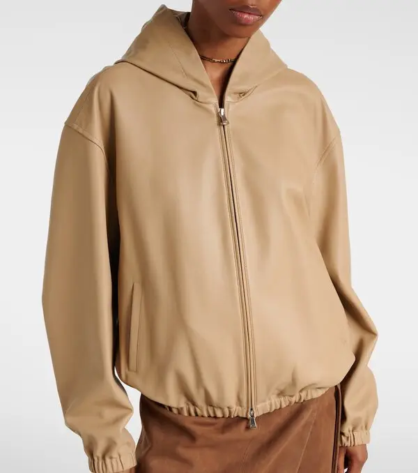 Nour Hammour Leo Leather Zip-up Hoodie