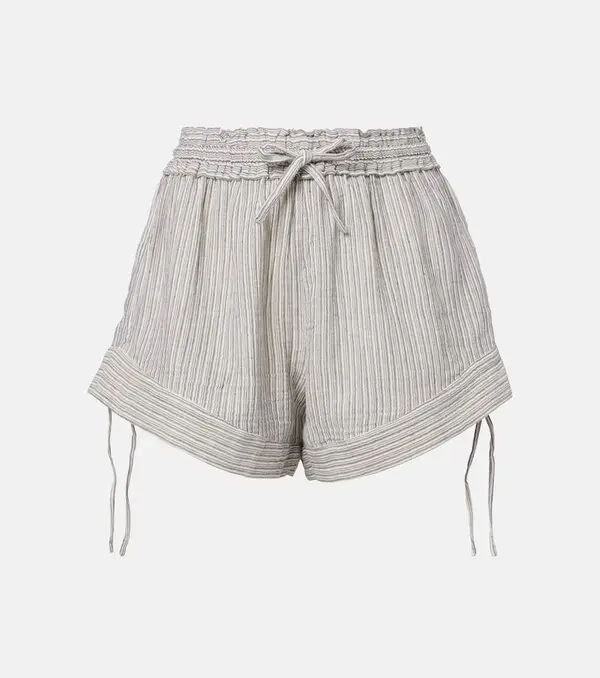 MARANT ETOILE Thaliany Striped Cotton Shorts - Blue