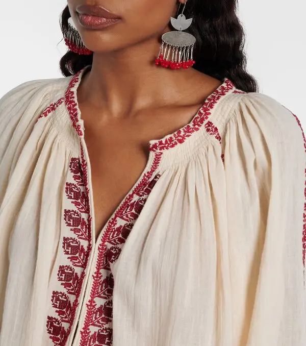 MARANT ETOILE Lena Embroidered Blouse - Beige