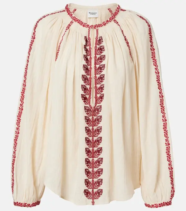 MARANT ETOILE Lena Embroidered Blouse - Beige