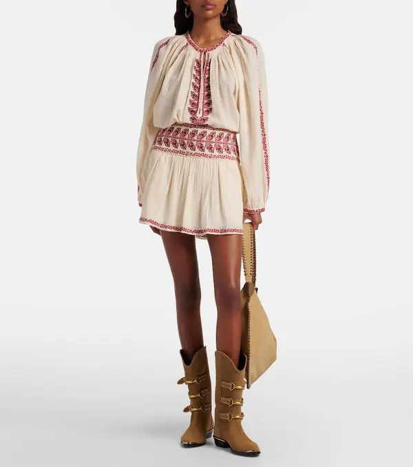 MARANT ETOILE Lena Embroidered Blouse - Beige