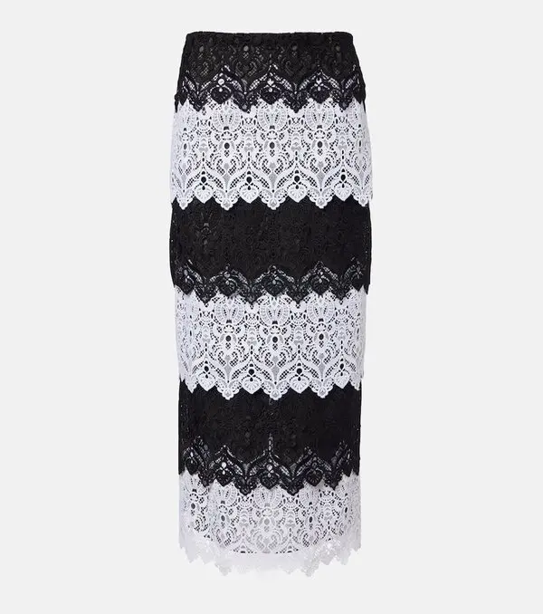 Carolina Herrera Lace Midi Skirt - Black