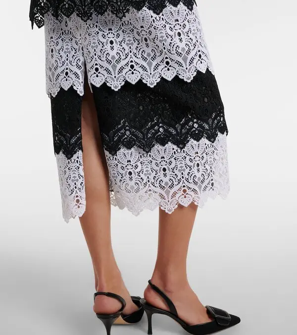 Carolina Herrera Lace Midi Skirt - Black