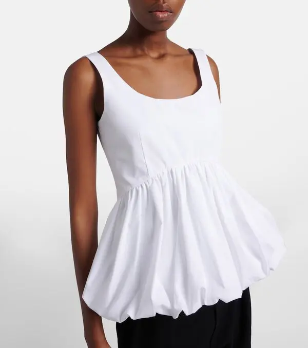 RÓHE Peplum Cotton Poplin Top - White