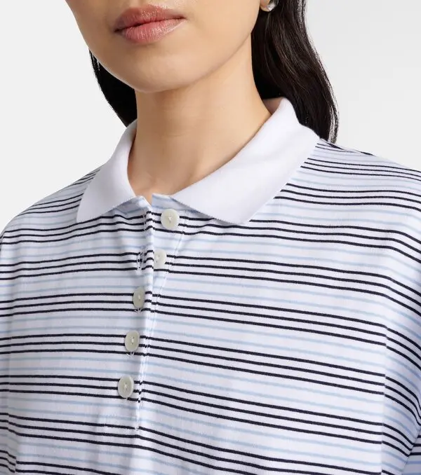 RÓHE Striped Cotton Oversized Polo Shirt - White