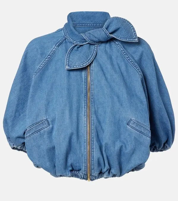 PATOU Tie-neck Denim Jacket - Blue