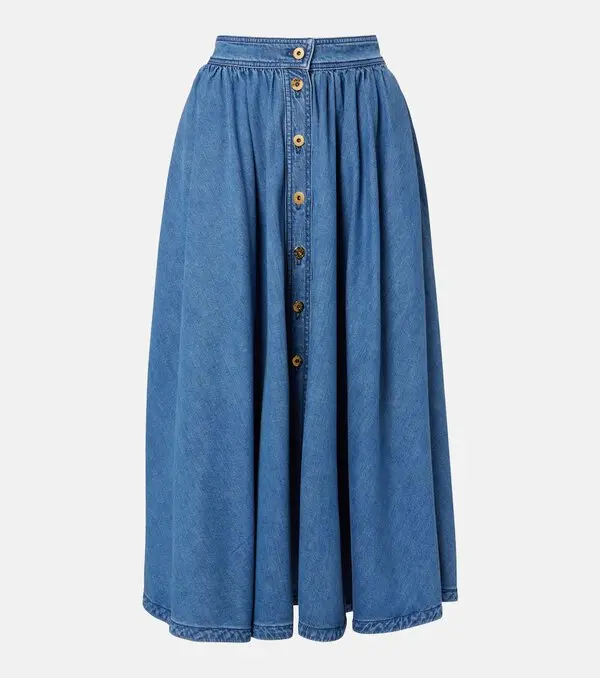 PATOU Denim Midi Skirt - Blue