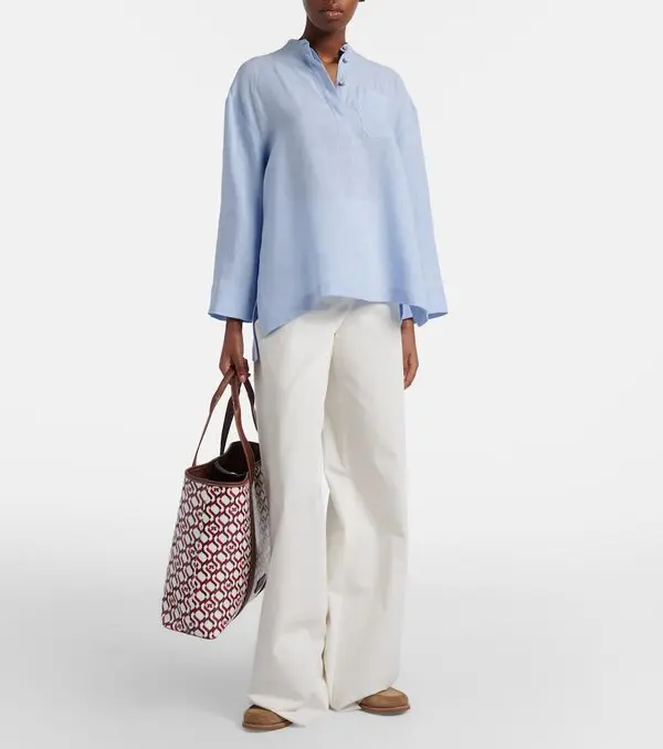 Max Mara Cantico Linen Blouse - Blue