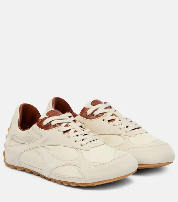 Bottega Veneta Orbit Flash Suede-trimmed Sneakers - Beige