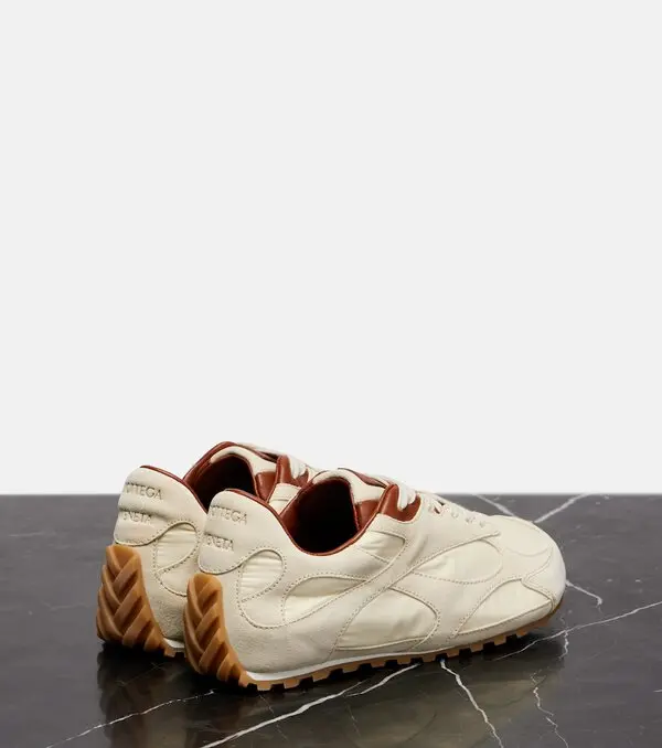 Bottega Veneta Orbit Flash Suede-trimmed Sneakers - Beige