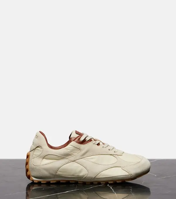 Bottega Veneta Orbit Flash Suede-trimmed Sneakers - Beige