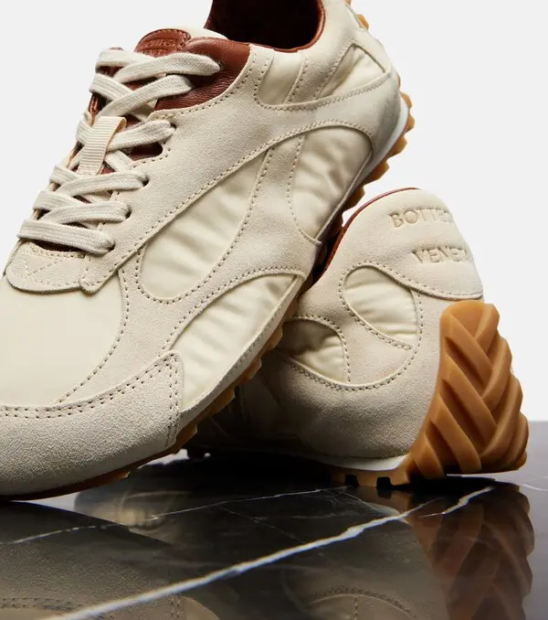 Bottega Veneta Orbit Flash Suede-trimmed Sneakers - Beige