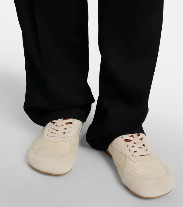 Bottega Veneta Orbit Flash Suede-trimmed Sneakers - Beige