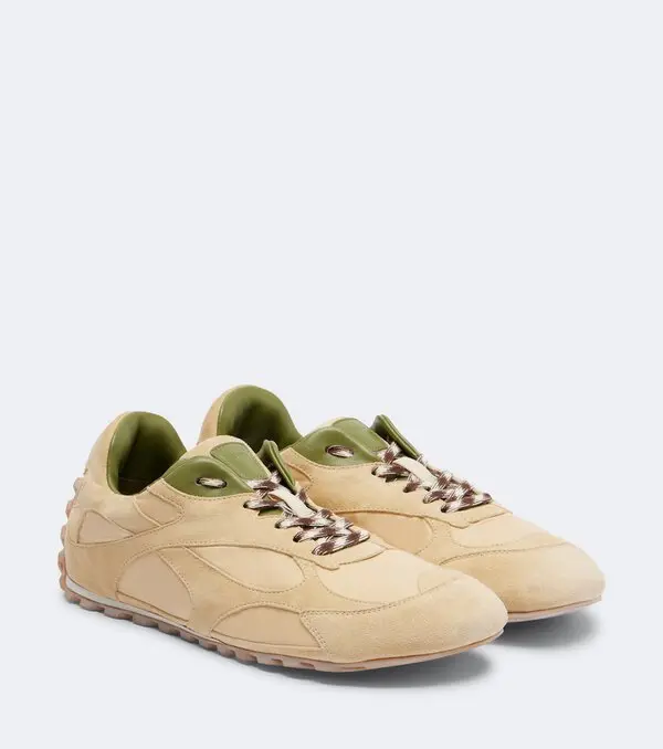 Bottega Veneta Orbit Flash Suede-trimmed Sneakers - Sand