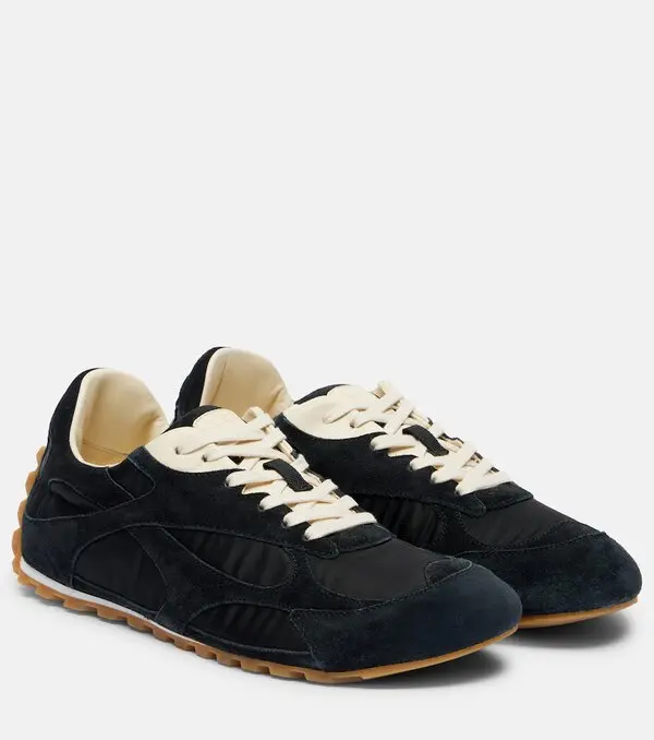 Bottega Veneta Orbit Flash Suede-trimmed Sneakers - Black