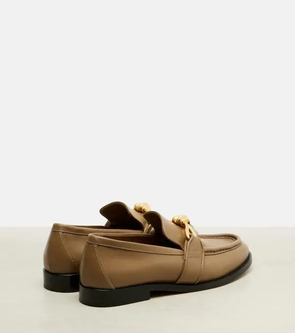 Bottega Veneta Astaire Knot Leather Loafers - Green