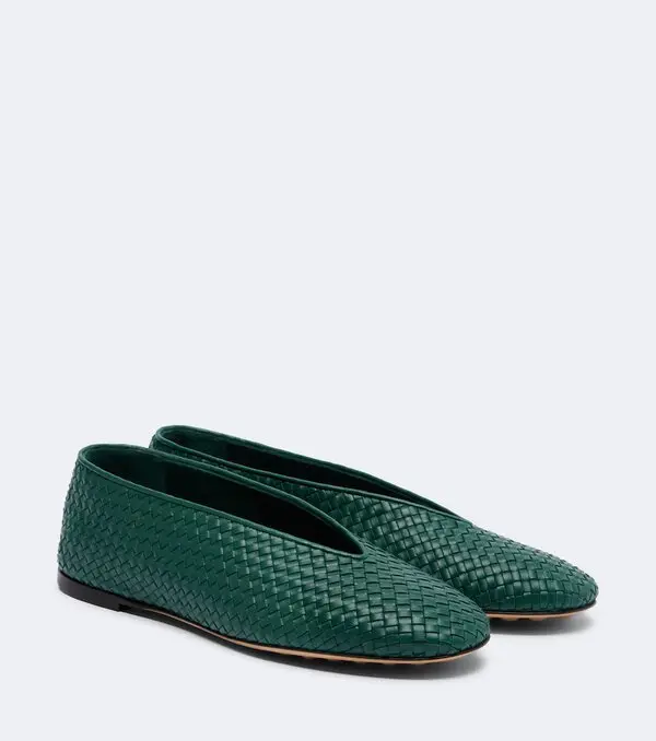 Bottega Veneta Nappa Leather Ballet Flats - Green