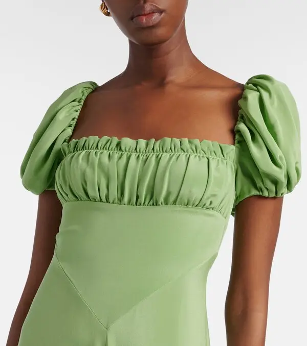 RODARTE Puff-sleeve Silk Crepe Maxi Dress