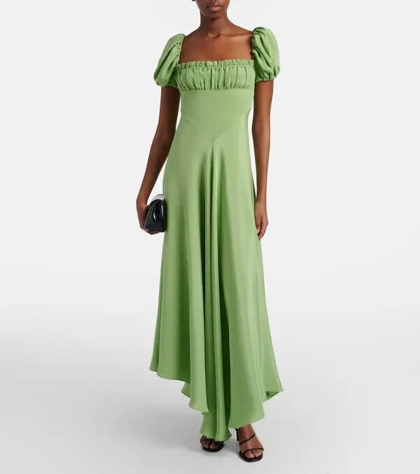 RODARTE Puff-sleeve Silk Crepe Maxi Dress