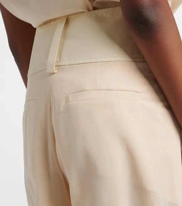 Sportmax Ferito Cotton Voile Wide-leg Trousers - Beige