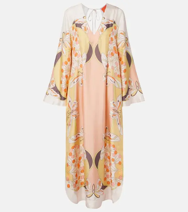 La DoubleJ Twin Flame Printed Silk Twill Maxi Dress - Multicoloured