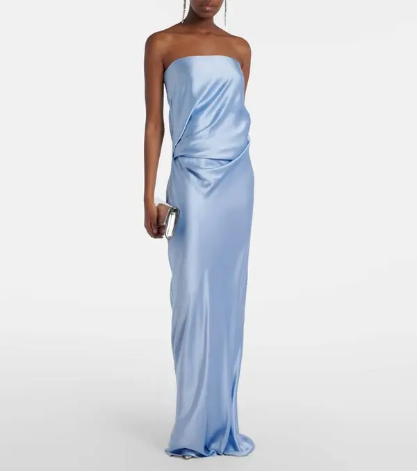 THE SEI Draped Silk Charmeuse Bustier Gown