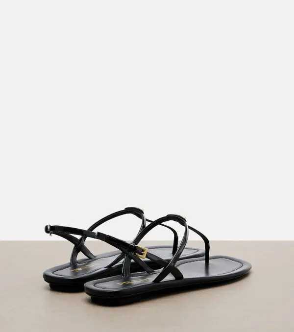 Prada Patent Leather Thong Sandals - Black