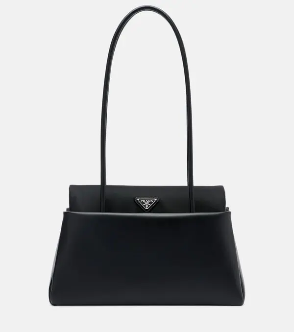 Prada Passage Medium Leather Shoulder Bag - Black