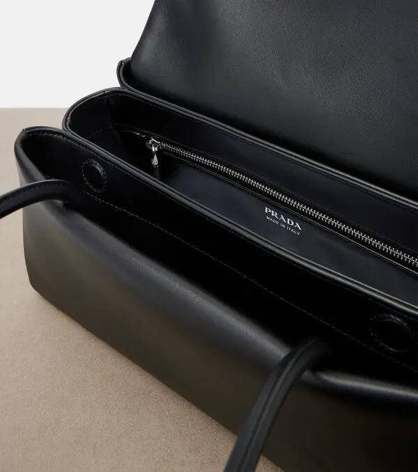 Prada Passage Medium Leather Shoulder Bag - Black