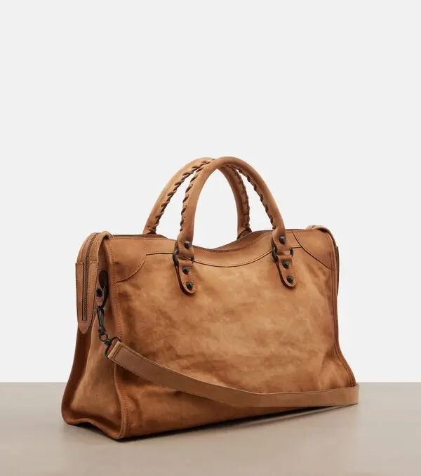 Balenciaga Le City Medium Suede Bag - Brown