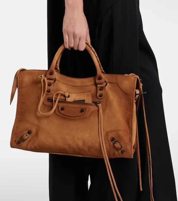 Balenciaga Le City Medium Suede Bag - Brown